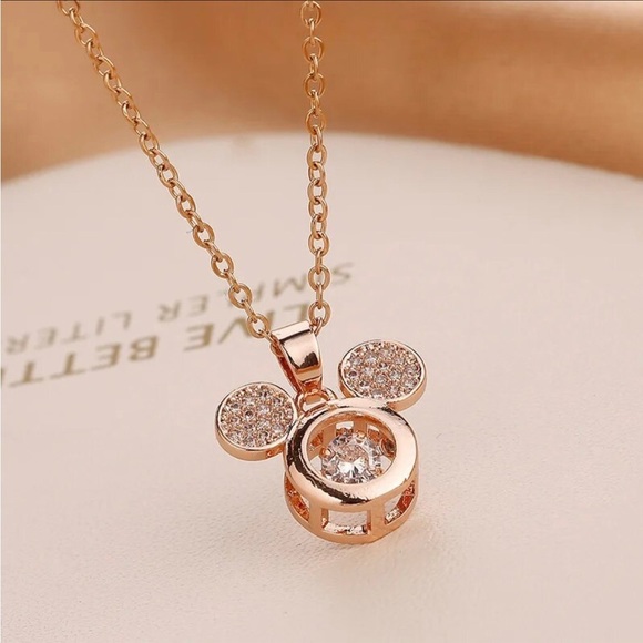 Disney | Jewelry | 585 Rose Gold Mickey Mouse Head With Dancing Diamond ...
